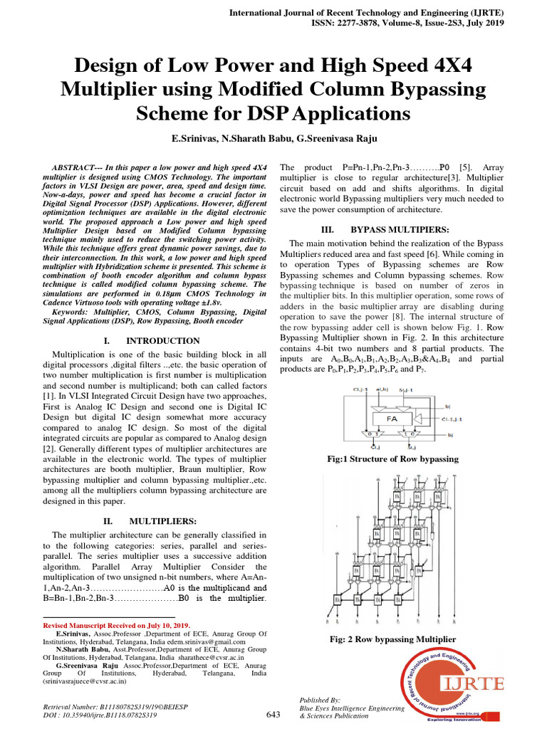 Design of Low Power and High Speed 4X4 WTM | PDF
