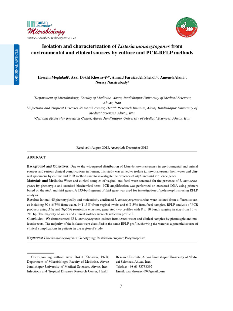 FRLP Meghdadi 2019 | PDF | Polymerase Chain Reaction | Gel Electrophoresis