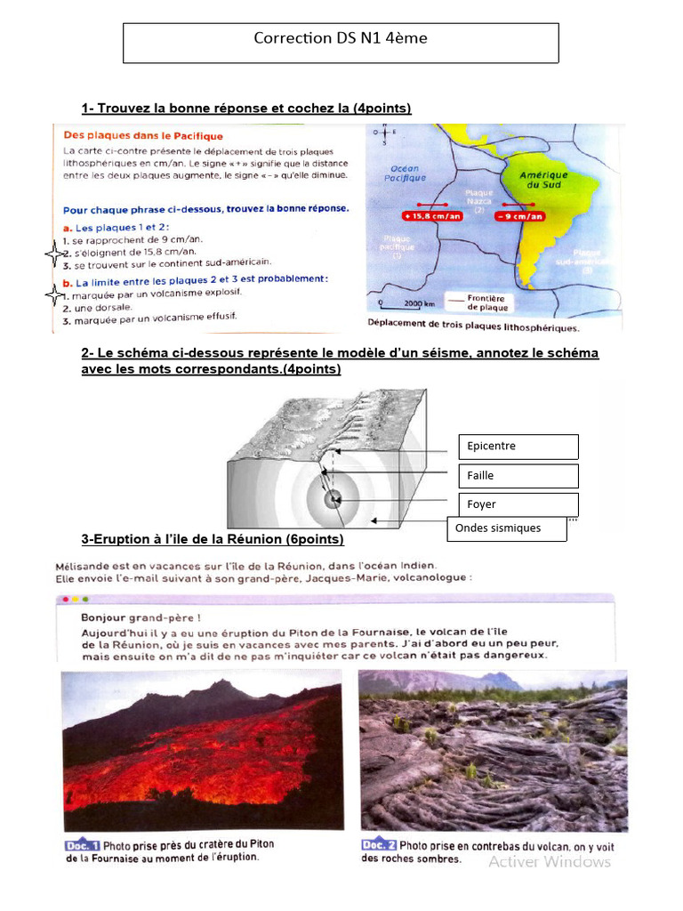 Correction DS N1 Trim 1 4ème | PDF