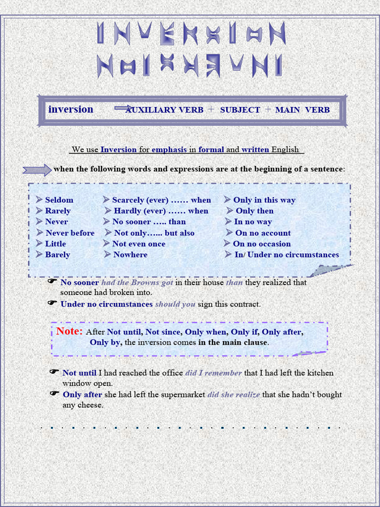 Inversion 75104 | PDF | Linguistic Morphology | Syntax