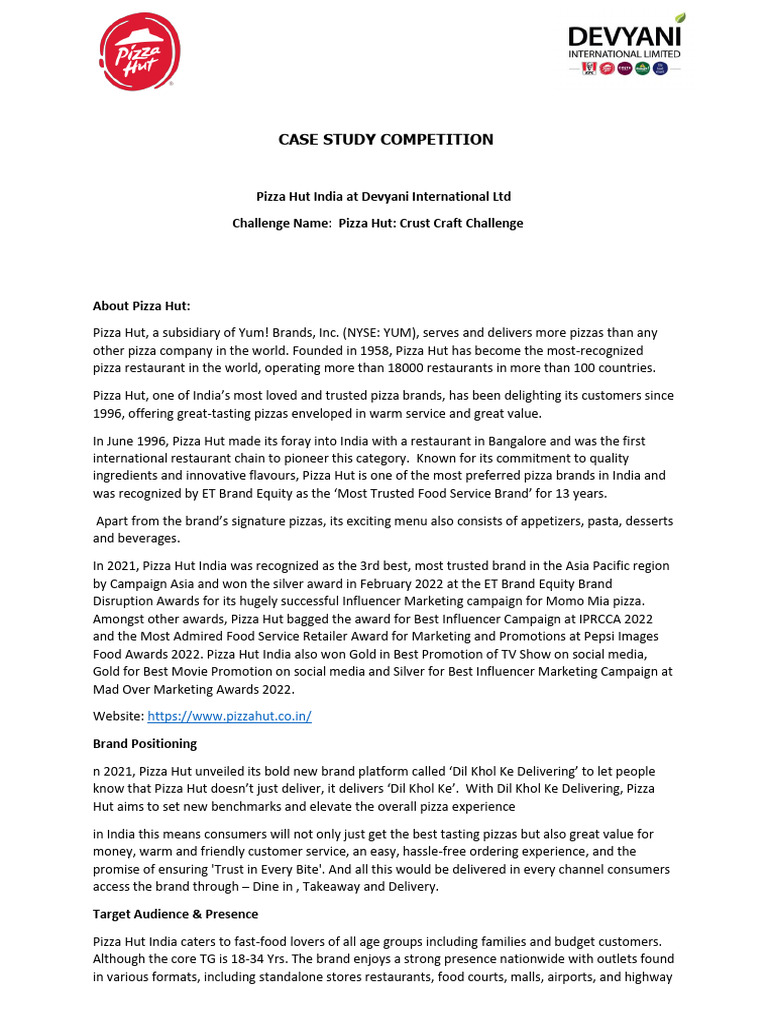Pizza Hut - Case Study Brief - 2024 | PDF | Brand | Customer Experience