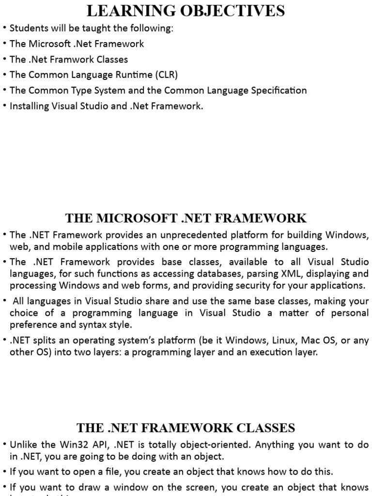 Week 2 Dot Net Framework Pdf Class Computer Programming Component Object Model
