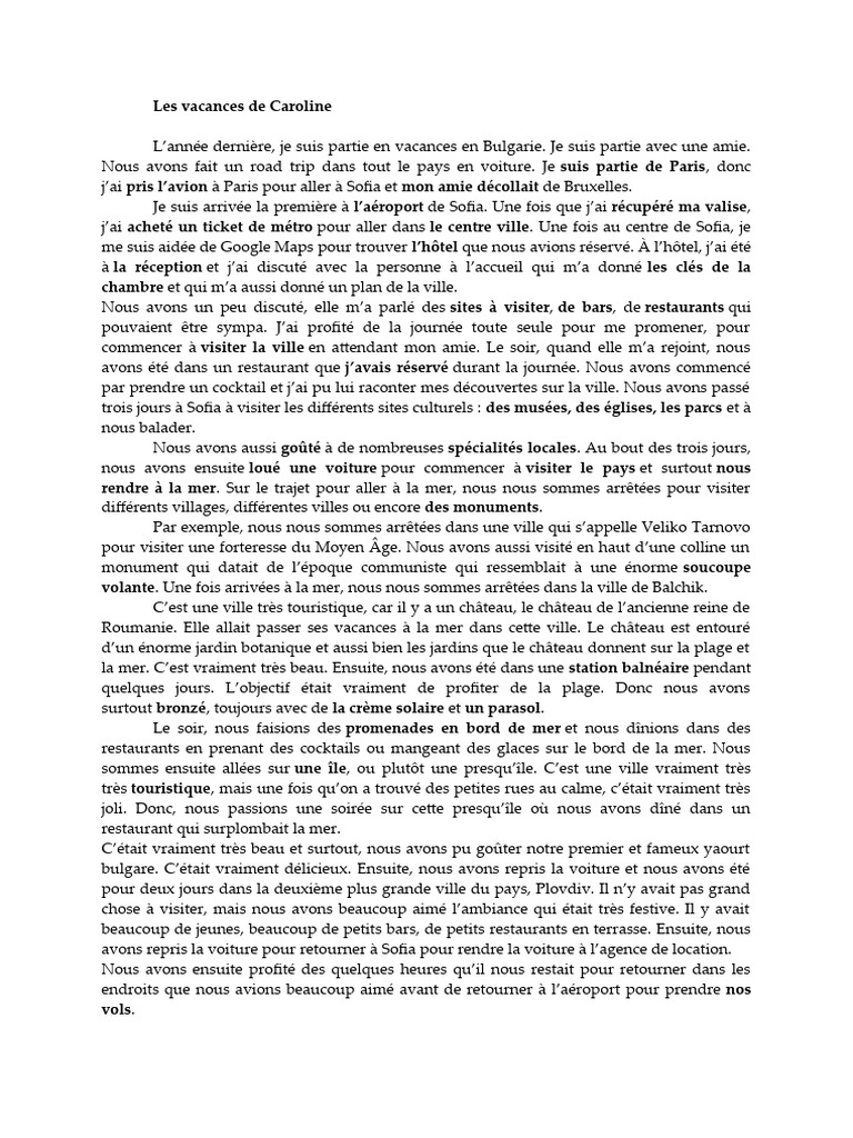 Parler de Ses Vacances | PDF