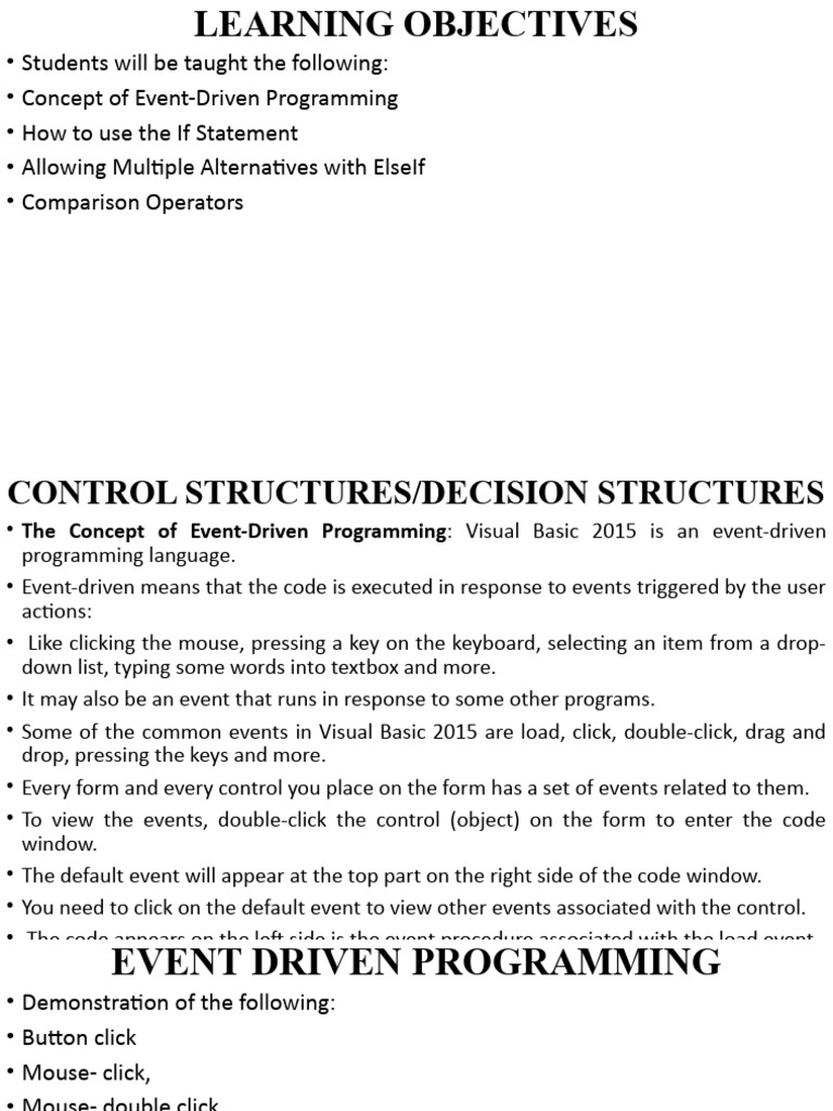 Week 5 - Control Structures I | PDF | Double Click | Computer Science