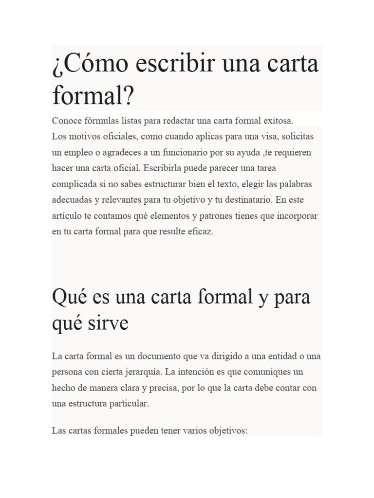 Cómo redactar una carta formal | PDF