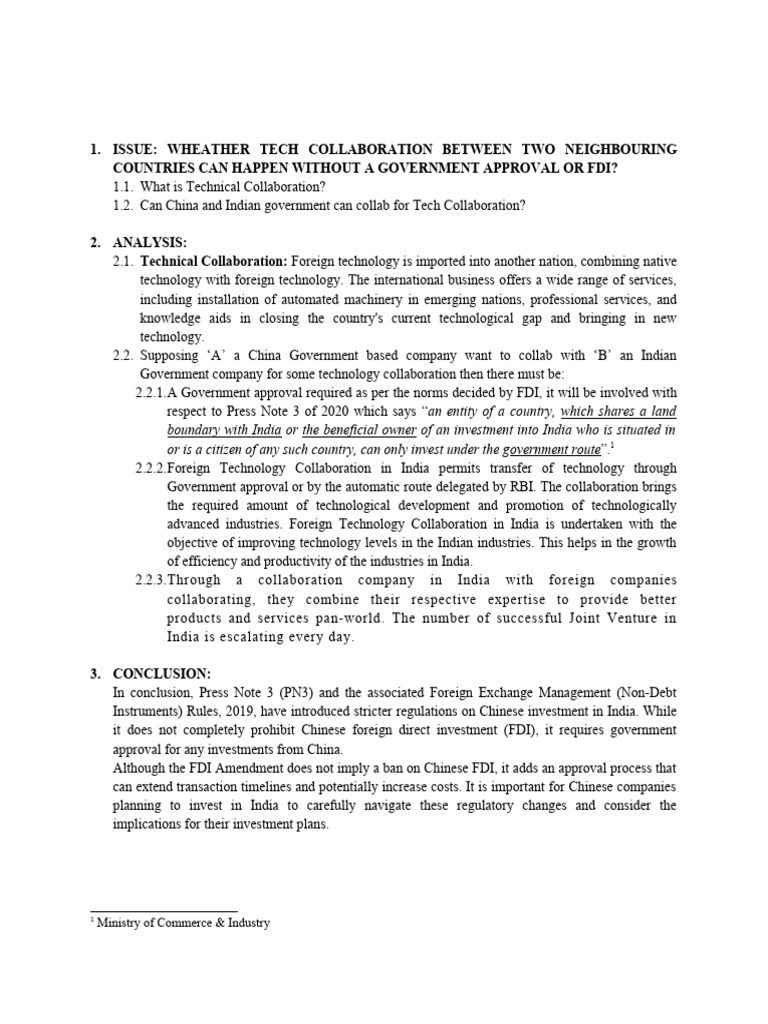 Press Note 3 Research | PDF | Foreign Direct Investment | Economies