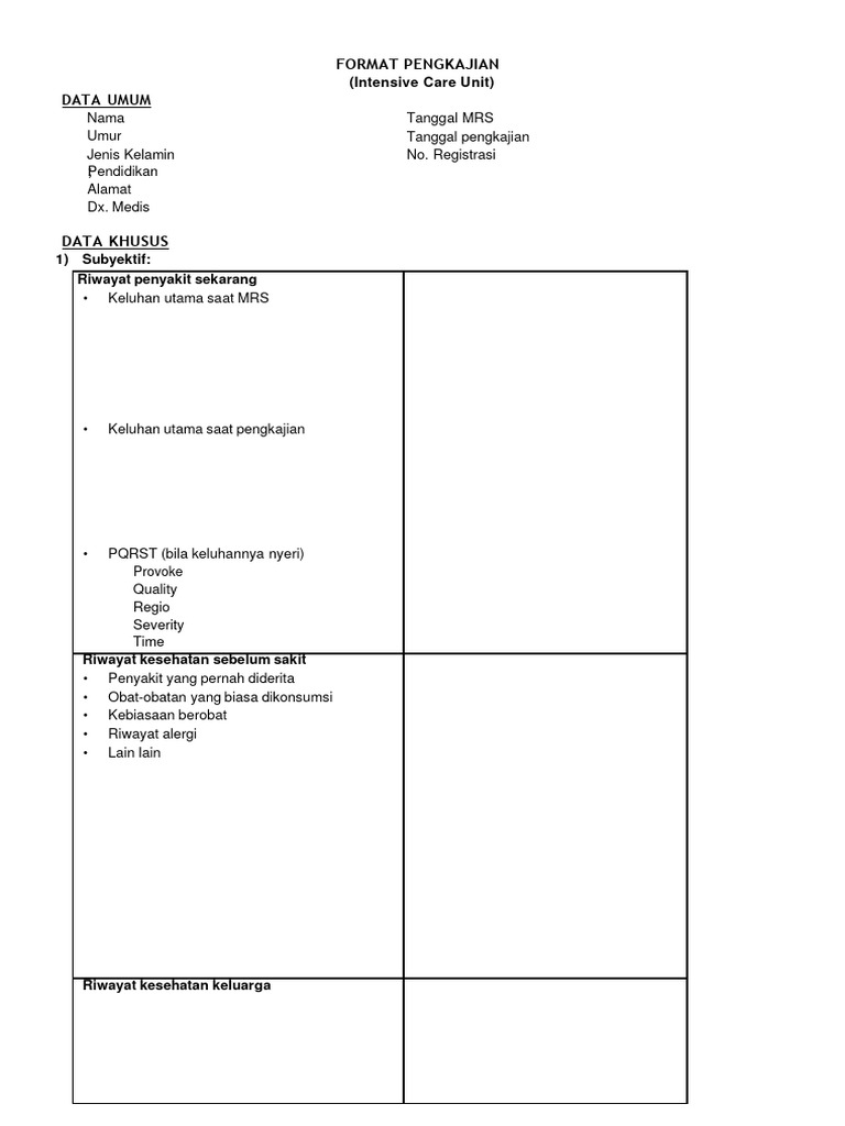 Form Pengkajian Icu (1) 2 | PDF