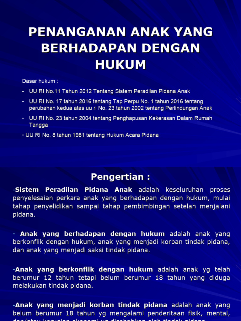 Penanganan Terhadap Anak Yang Berhadapan Dengan Hukum | PDF