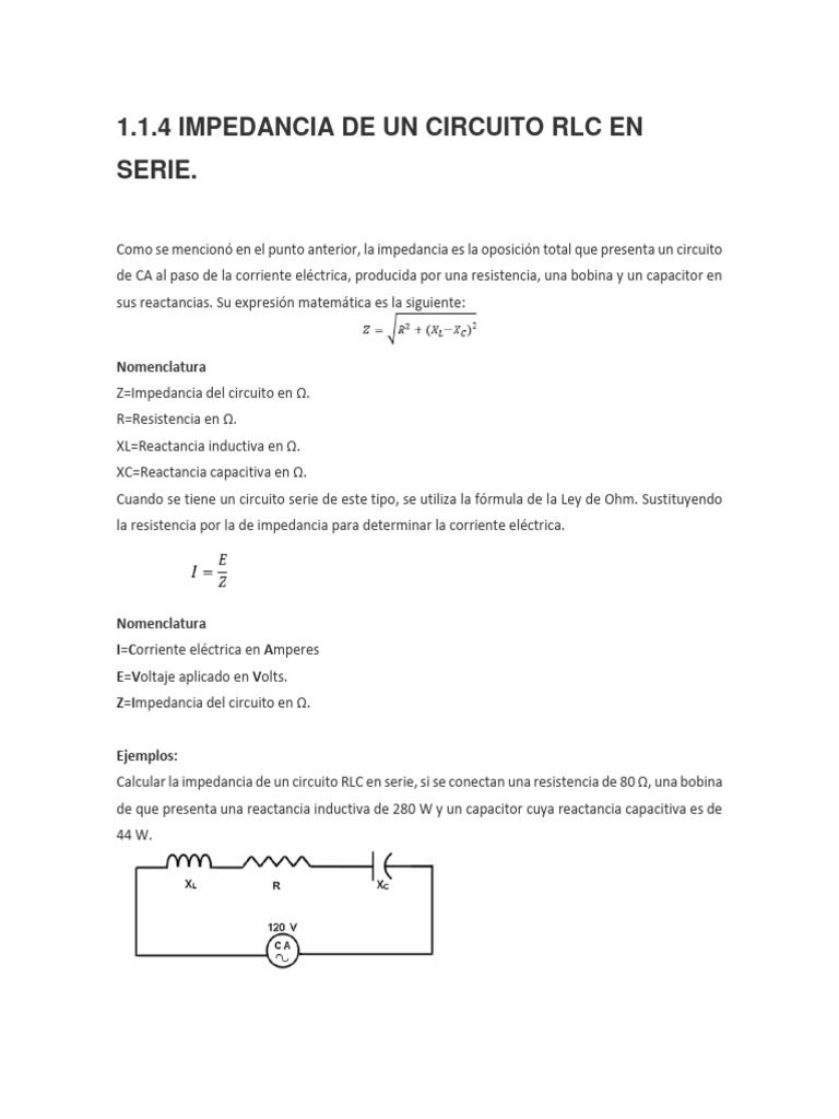 Cálculo de Impedancia en Circuito RLC | PDF