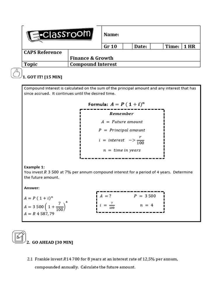 Gr10t3 Financial Mathematics Compound Interest | PDF | Interest ...