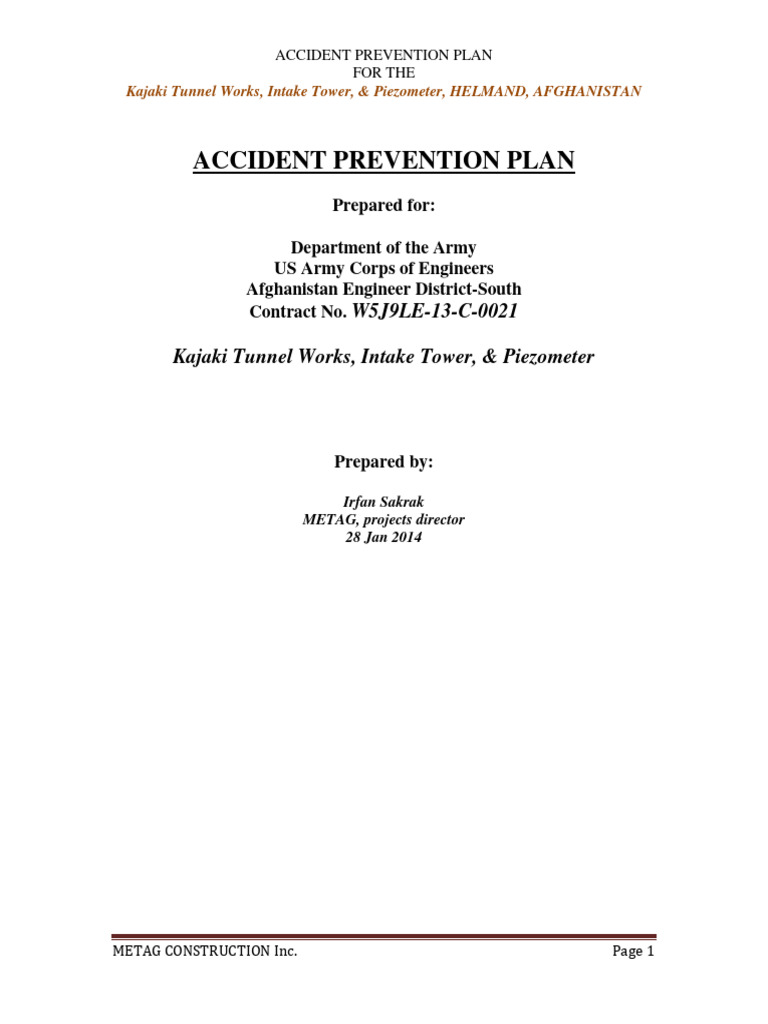Accident Prevention Plan FINAL | PDF | Dangerous Goods | Personal ...
