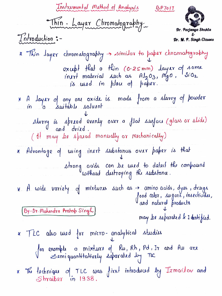 Thin Layer Chromatography Introduction | PDF | Chemical Process ...