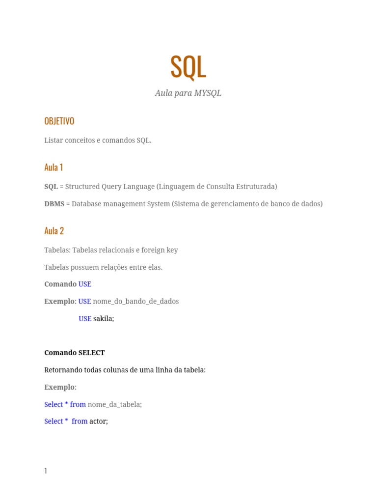 Plano de Aula | Download grátis PDF | SQL | Software de gerenciamento de dados