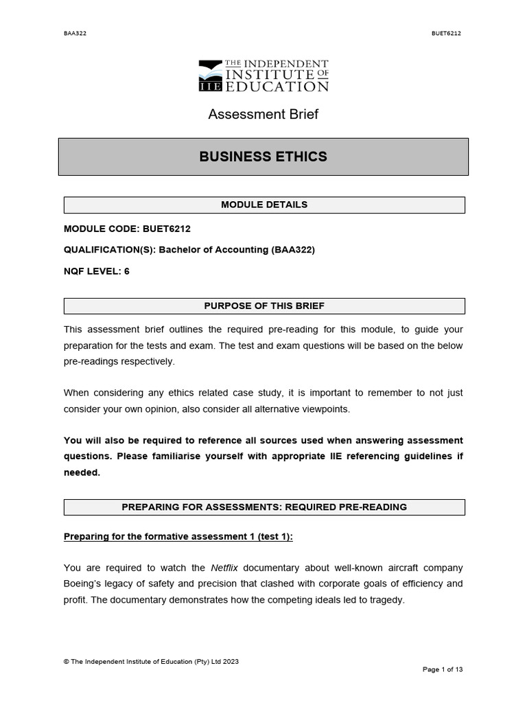 BUET6212 Assessment Brief | PDF | Financial Audit | Economies