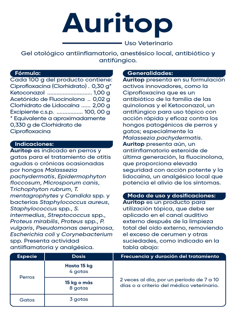Auritop: Gel Otológico para Perros y Gatos | PDF | Especialidades ...