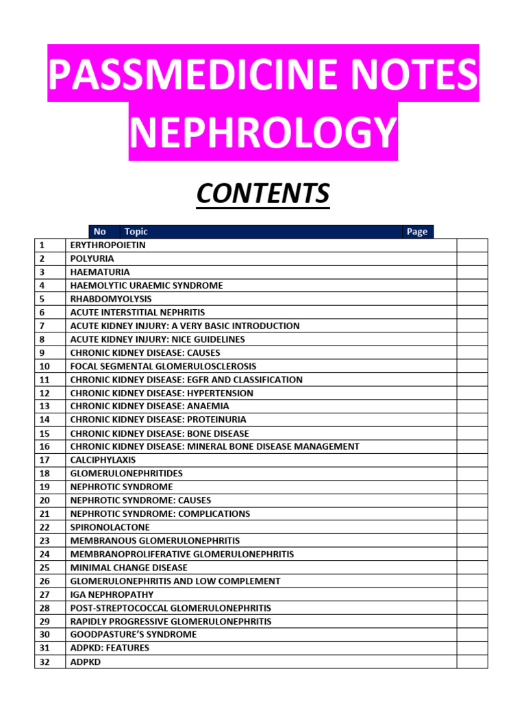 Passmedicine MRCP Notes-Nephrology | PDF | Kidney Disease | Vitamin D