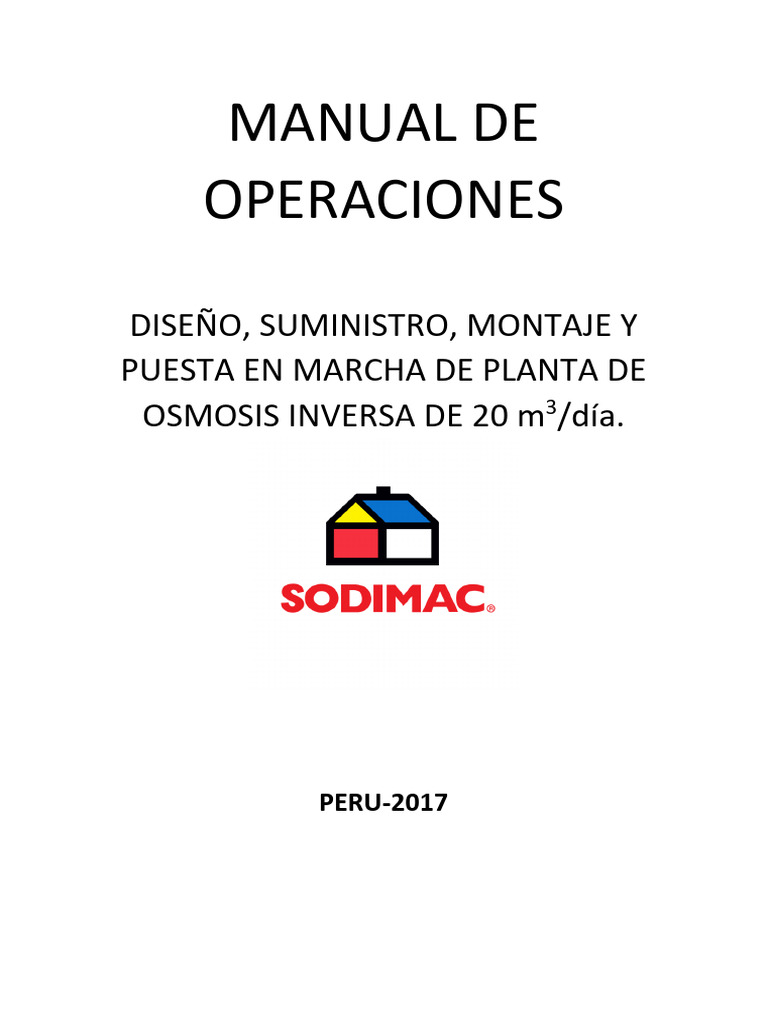 Manual de Operaciones Sodimac | PDF | Ósmosis | Agua
