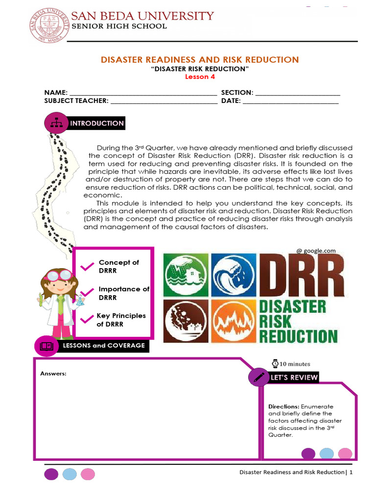 Q4 LESSON 4 (Disaster Risk Reduction) | PDF | Disaster Risk Reduction | Emergency Management
