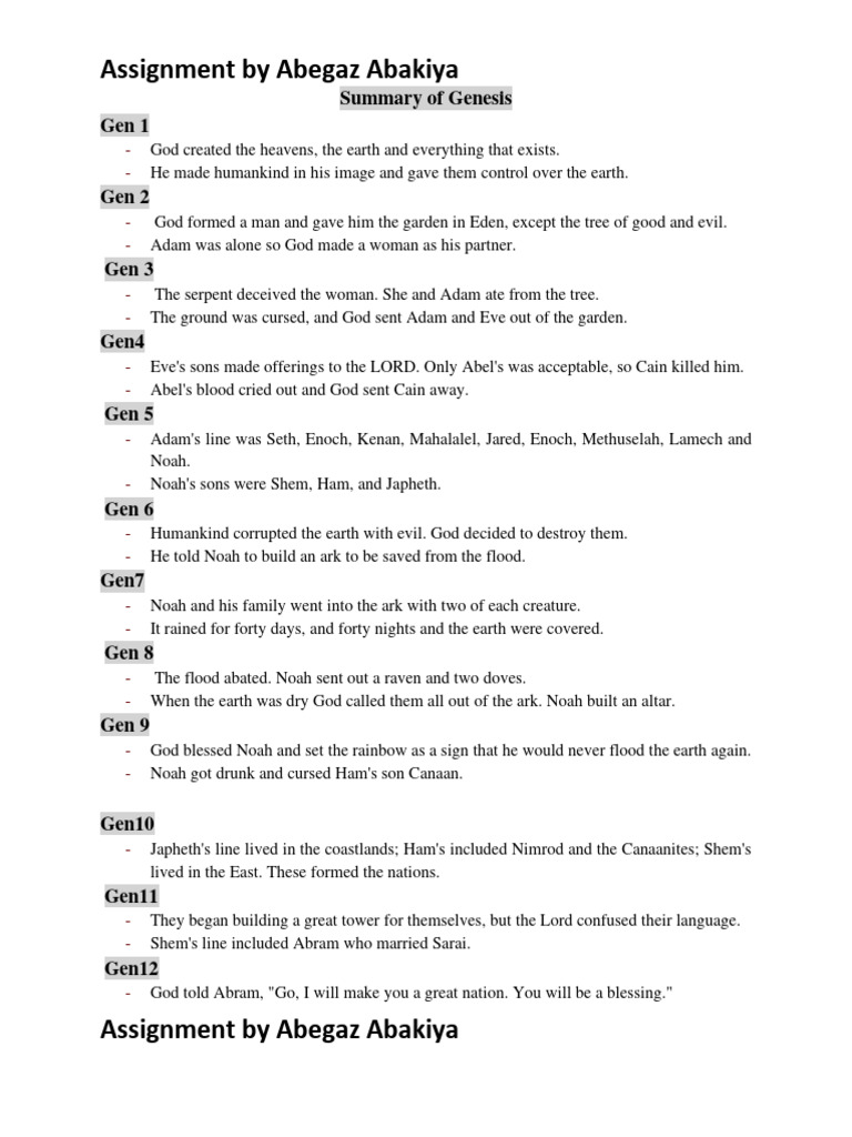 Summary Genesis Pdf Abraham Jacob