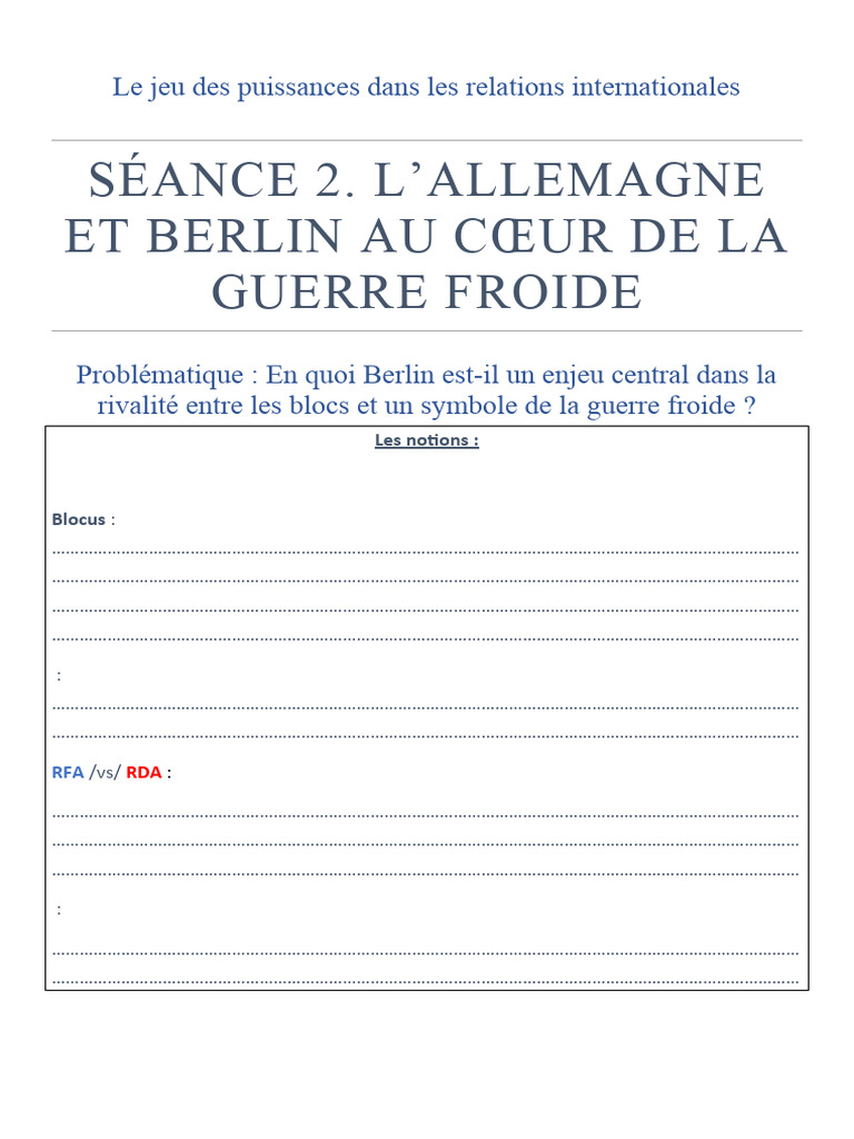 S2 L' Allemagne Et Berlin Au Coeur de La Guerre Froide. | PDF