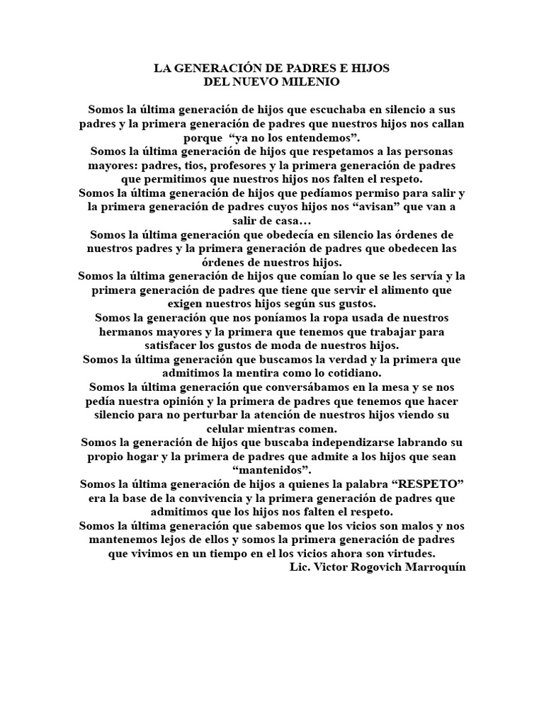 La Generación de Padres e Hijos | PDF