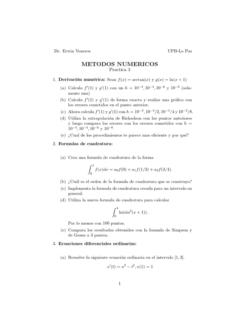 Métodos Numéricos: Práctica Avanzada | PDF | Ecuaciones | Algoritmos