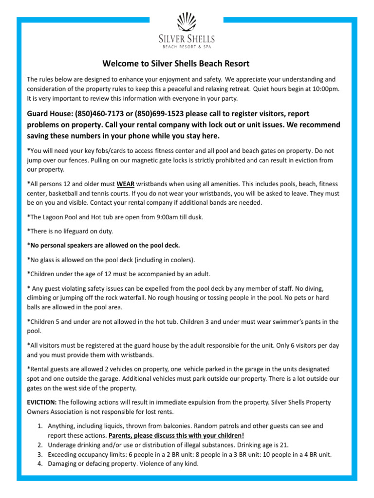 Welcome To Silver Shells Beach Resort: Eviction | PDF