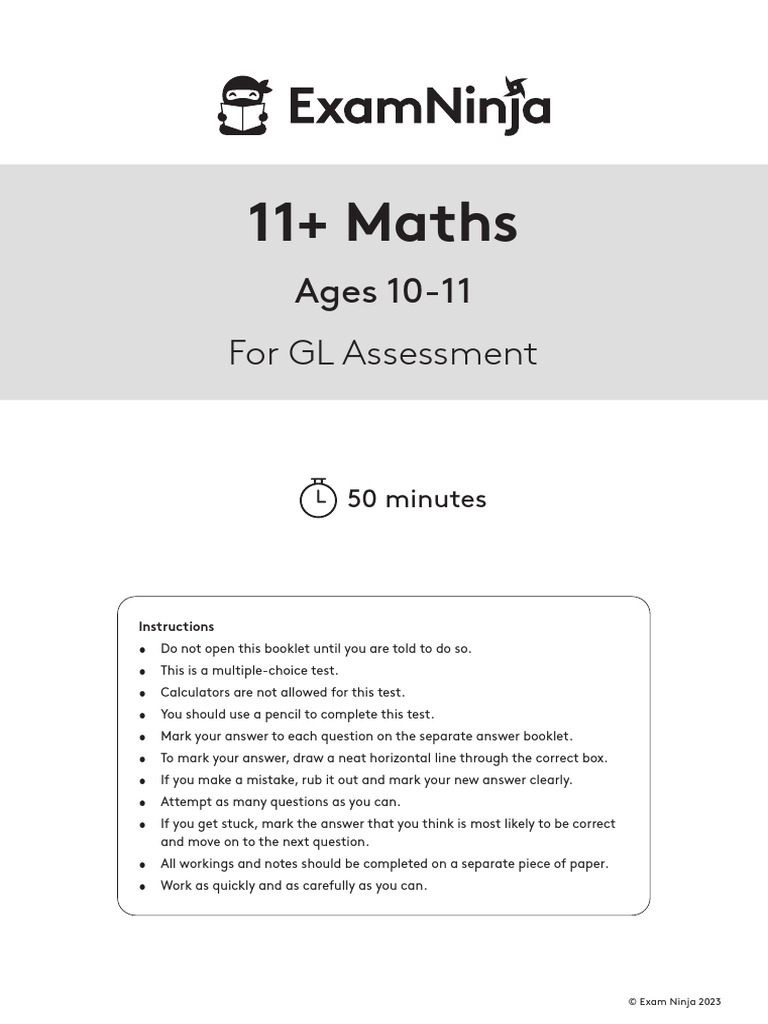 11 Plus GL Assessment Maths Question Booklet | PDF