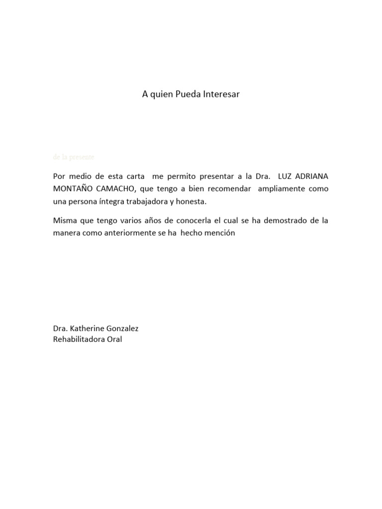 A Quien Pueda Interesar | PDF