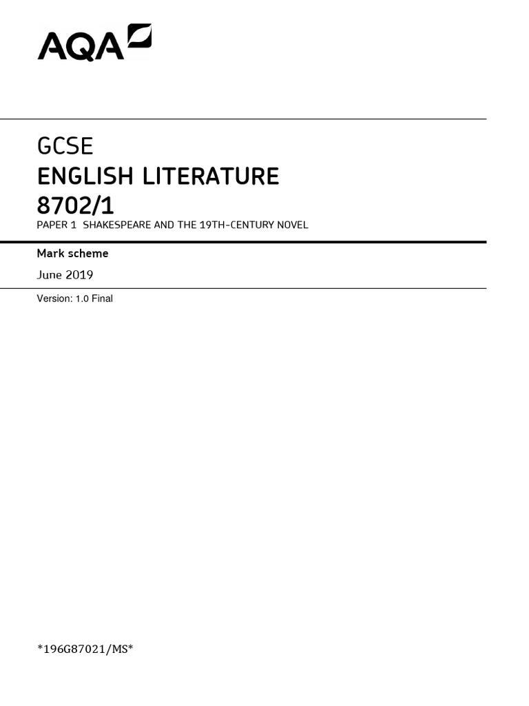Mark Scheme SHAKESPEARE AND THE 19TH-CENTURY NOVEL 2019 | PDF | Macbeth ...