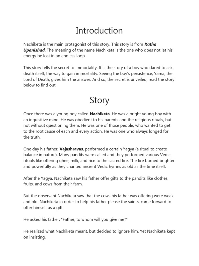 EITK UNIT 2 Story of Nachiketa | PDF | Ātman (Hinduism) | Brahman