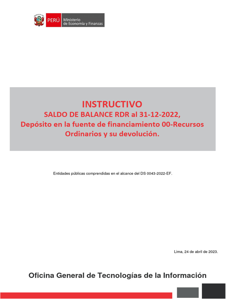 Instructivo Saldo de Balance | PDF | Bancos