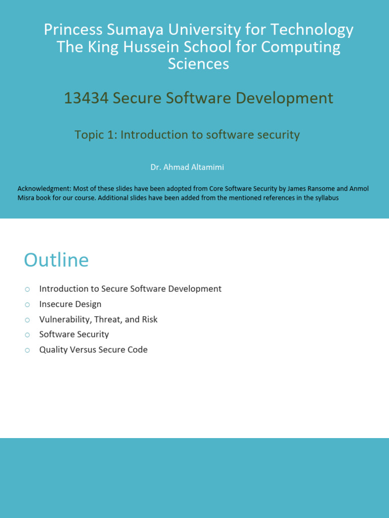 Introduction To Software Security | PDF | Security | Computer Security