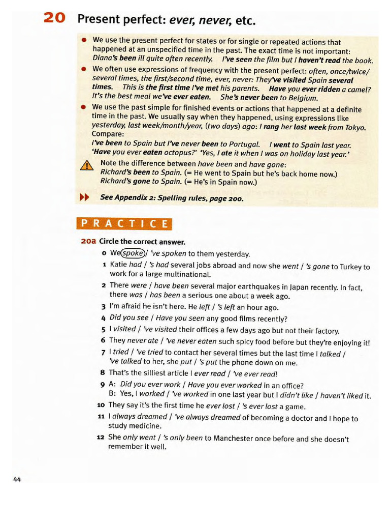 Practice Present Perfect | PDF