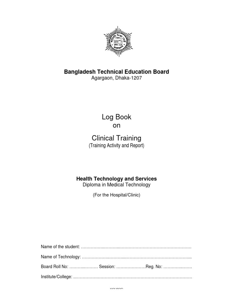 Log Book On Clinical Training Training Activity And Report PDF