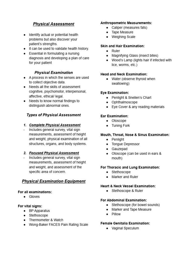2nd Lesson Physical Assessment RLE | PDF | Sound | Senses