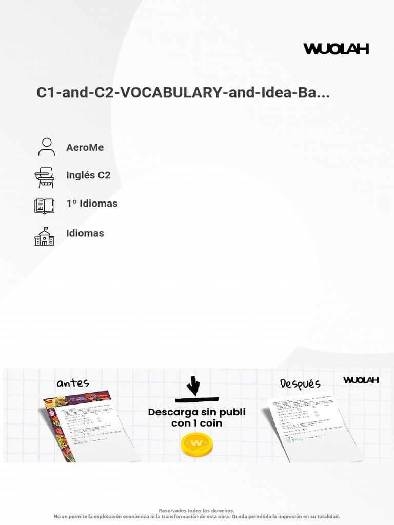 Wuolah Free C1 and C2 VOCABULARY and Idea Bank in Topics | PDF | Imagination