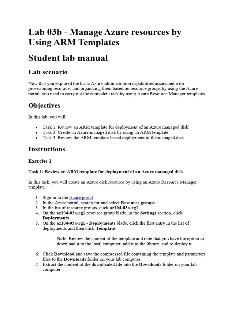 Lab 03b - Manage Azure Resources by Using ARM Templates | PDF ... Lab 03b - Manage Azure Resources by Using ARM Templates | PDF ...