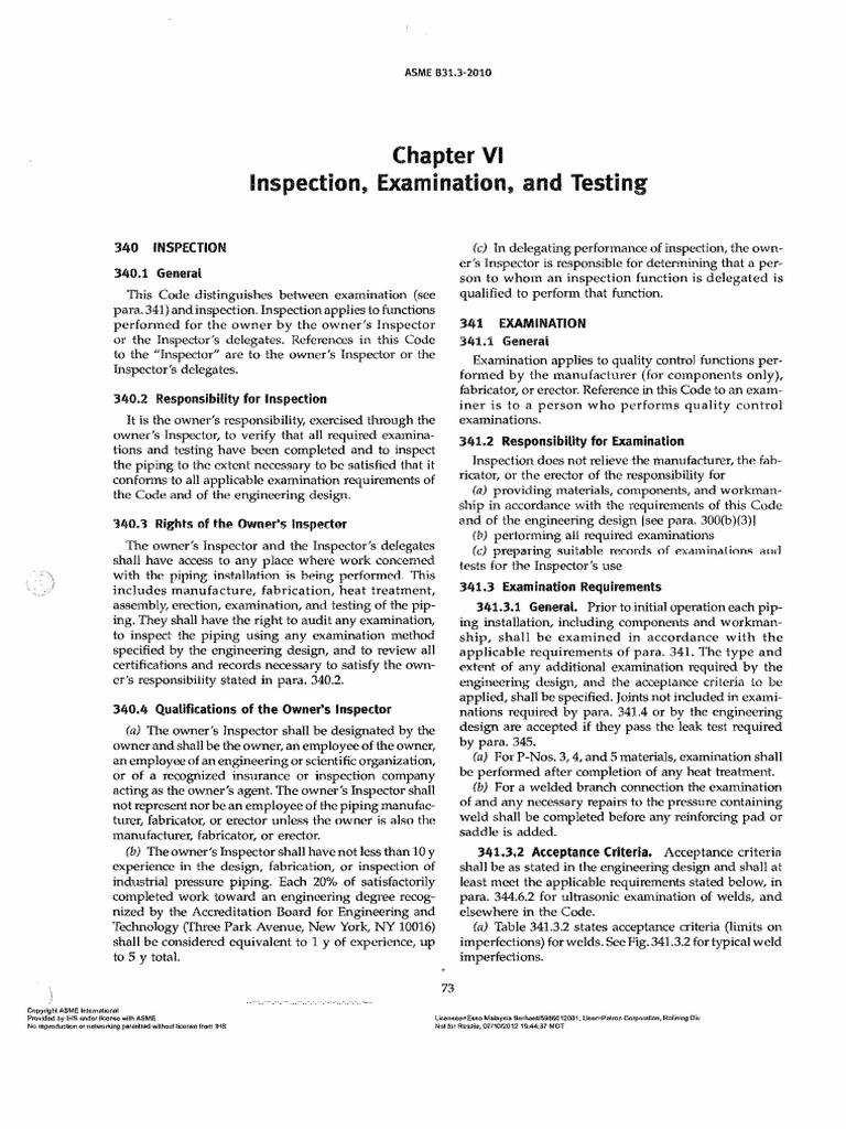 Chapter VI Inspection, Examination, and Testing | PDF | Welding ...