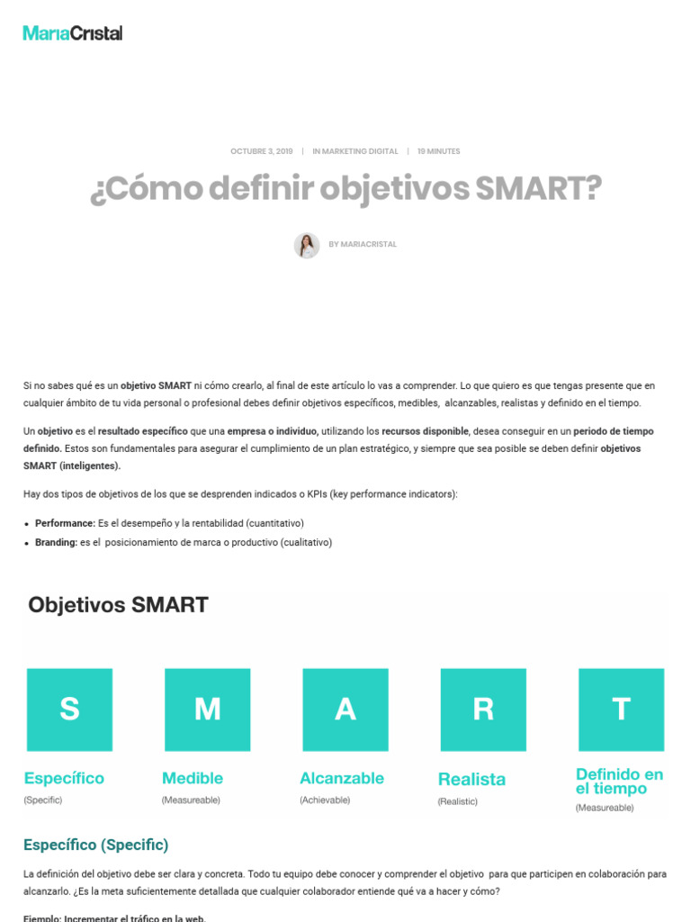 ¿Cómo Definir Objetivos SMART? | PDF