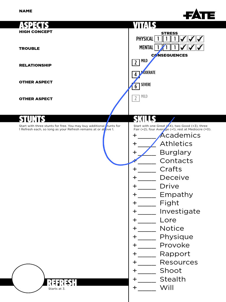Fate Condensed Character Sheet Formfillable - 240207 - 180621 | PDF ...