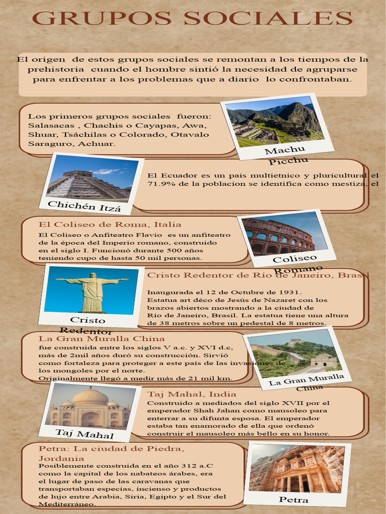 Grupos Sociales y Maravillas del Mundo | PDF