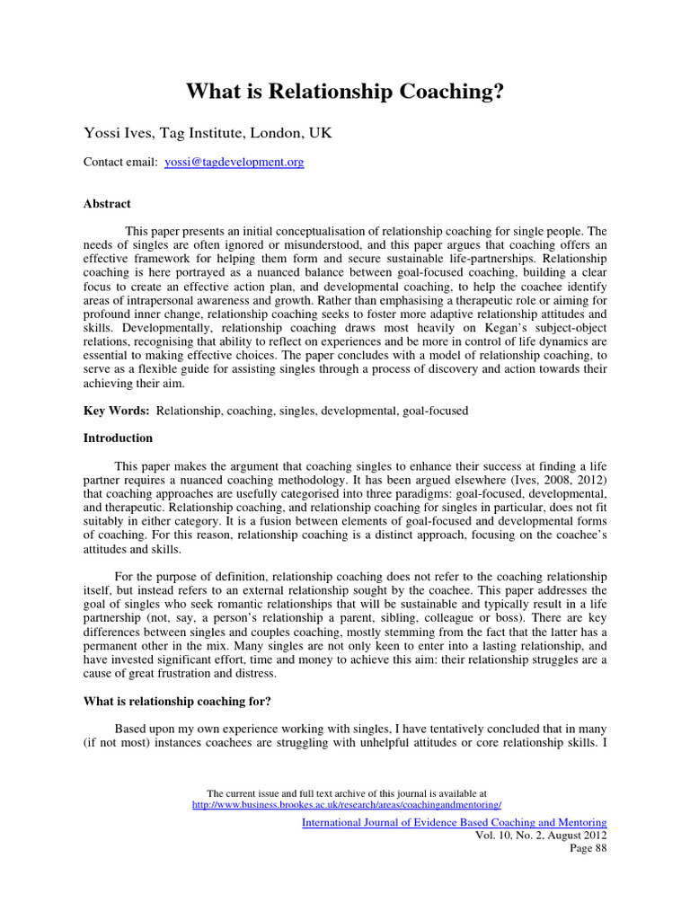Understanding Relationship Coaching for Singles | PDF | Goal | Attitude ...
