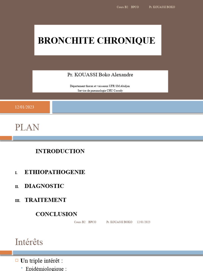 Bronchite Chronique : Diagnostic et Traitement | PDF ...