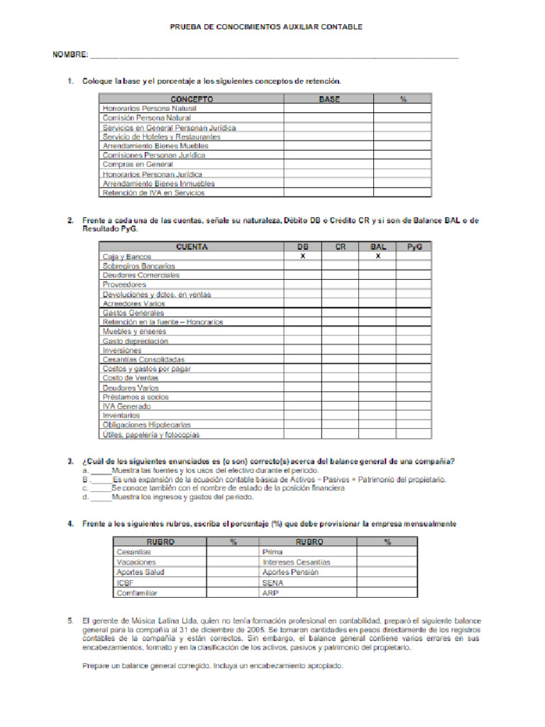 Prueba de Conocimiento | PDF