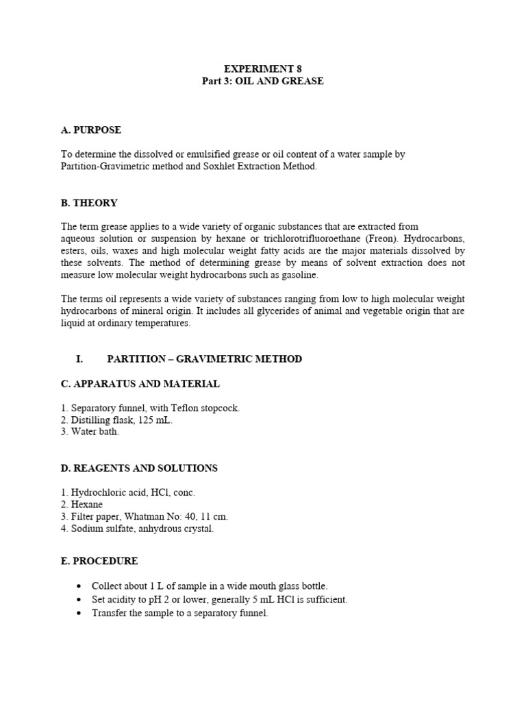 Oil and Grease Analysis Methods | PDF | Hydrochloric Acid | Distillation