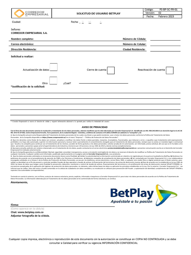 Formato de solicitud | PDF | Bases de datos