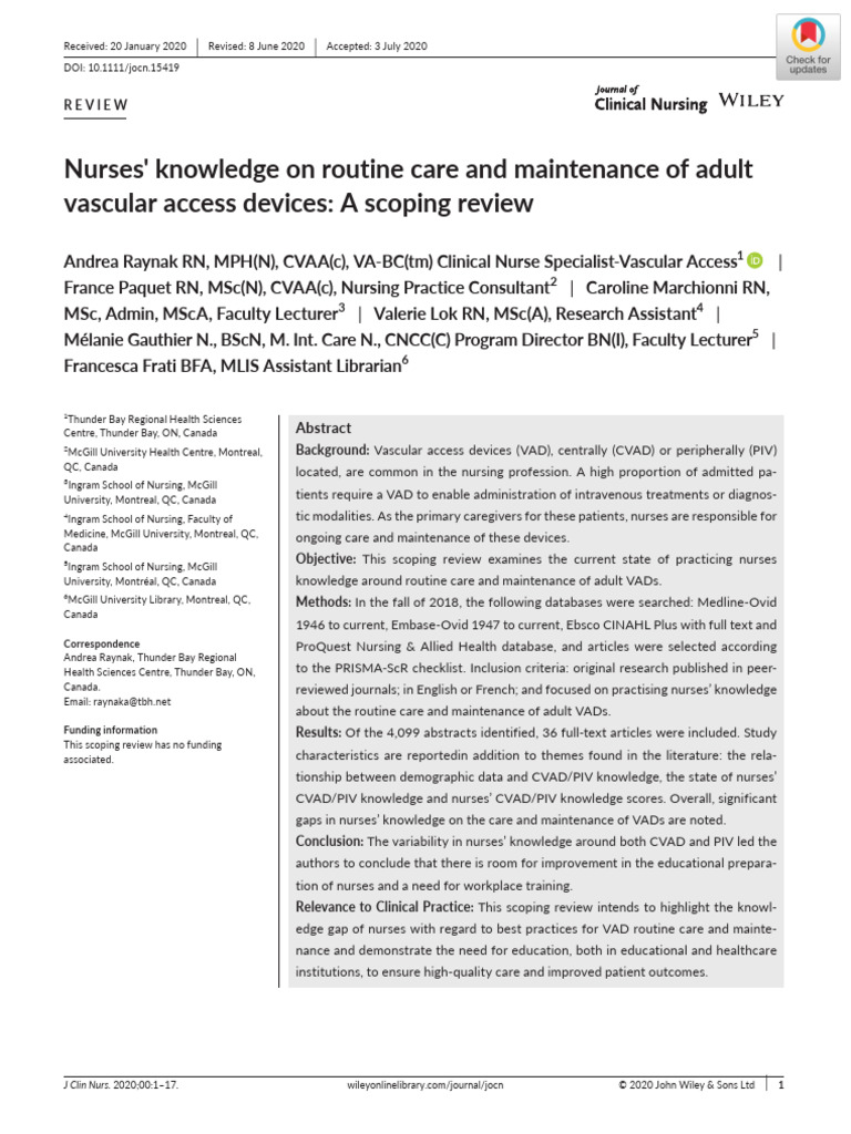 raynak2020 | PDF | Systematic Review | Nursing