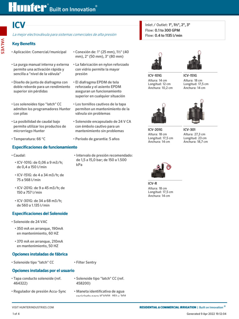 Hunter Industries - Icv - 2021-01-12 | PDF | Ingeniería Química ...