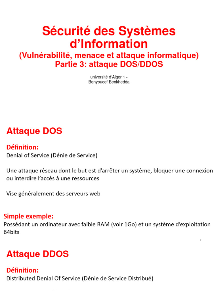 Comprendre les Attaques DOS/DDOS | PDF | Attaque par déni de service ...